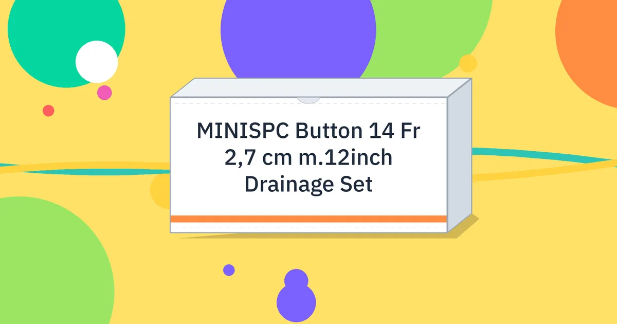 Symbolbild: Packung mit der Aufschrift MINISPC Button 14 Fr 2,7 cm m.12inch Drainage Set (PZN 20820627) – Verfügbarkeit und Bezug in Apotheken in Frankfurt am Main