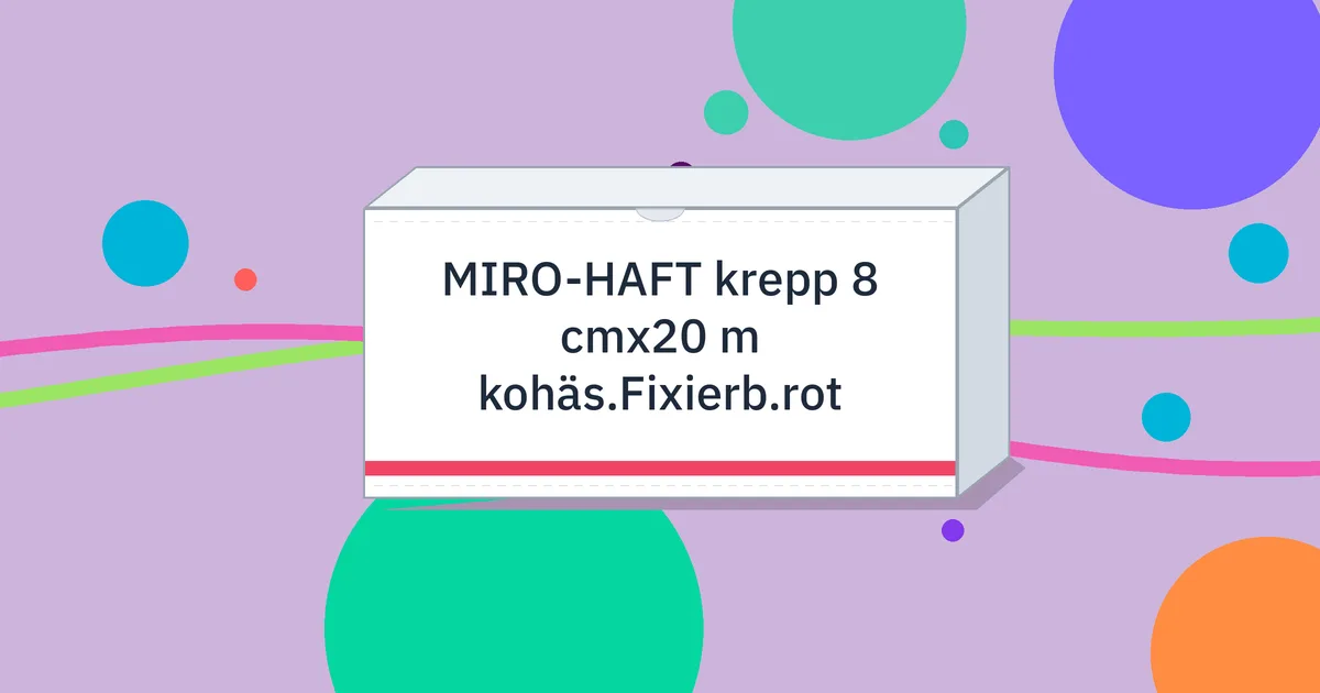 Symbolbild: Packung mit der Aufschrift MIRO-HAFT krepp 8 cmx20 m kohäs.Fixierb.rot (PZN 01215576) – Verfügbarkeit und Bezug in Apotheken in Frankfurt am Main