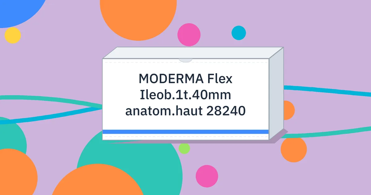 Symbolbild: Packung mit der Aufschrift MODERMA Flex Ileob.1t.40mm anatom.haut 28240 (PZN 04124147) – Verfügbarkeit und Bezug in Apotheken in Frankfurt am Main