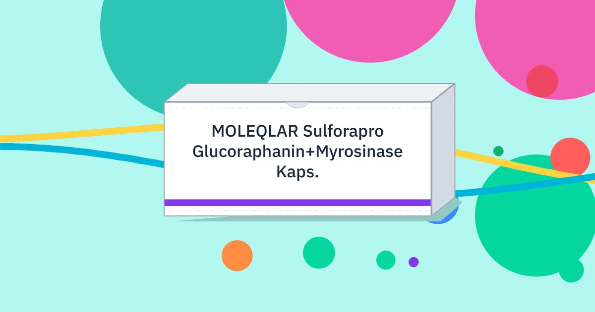 Symbolbild: Packung mit der Aufschrift MOLEQLAR Sulforapro Glucoraphanin+Myrosinase Kaps. (PZN 19790743) – Verfügbarkeit und Bezug in Apotheken in Frankfurt am Main