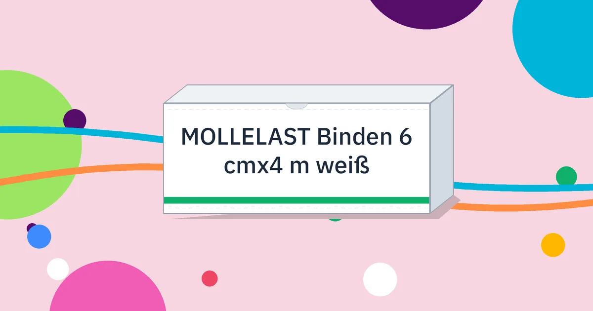 Symbolbild: Packung mit der Aufschrift MOLLELAST Binden 6 cmx4 m weiß (PZN 19999242) – Verfügbarkeit und Bezug in Apotheken in Frankfurt am Main
