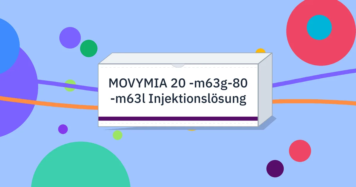 Symbolbild: Packung mit der Aufschrift MOVYMIA 20 -m63g-80 -m63l Injektionslösung (PZN 16145628) – Verfügbarkeit und Bezug in Apotheken in Frankfurt am Main
