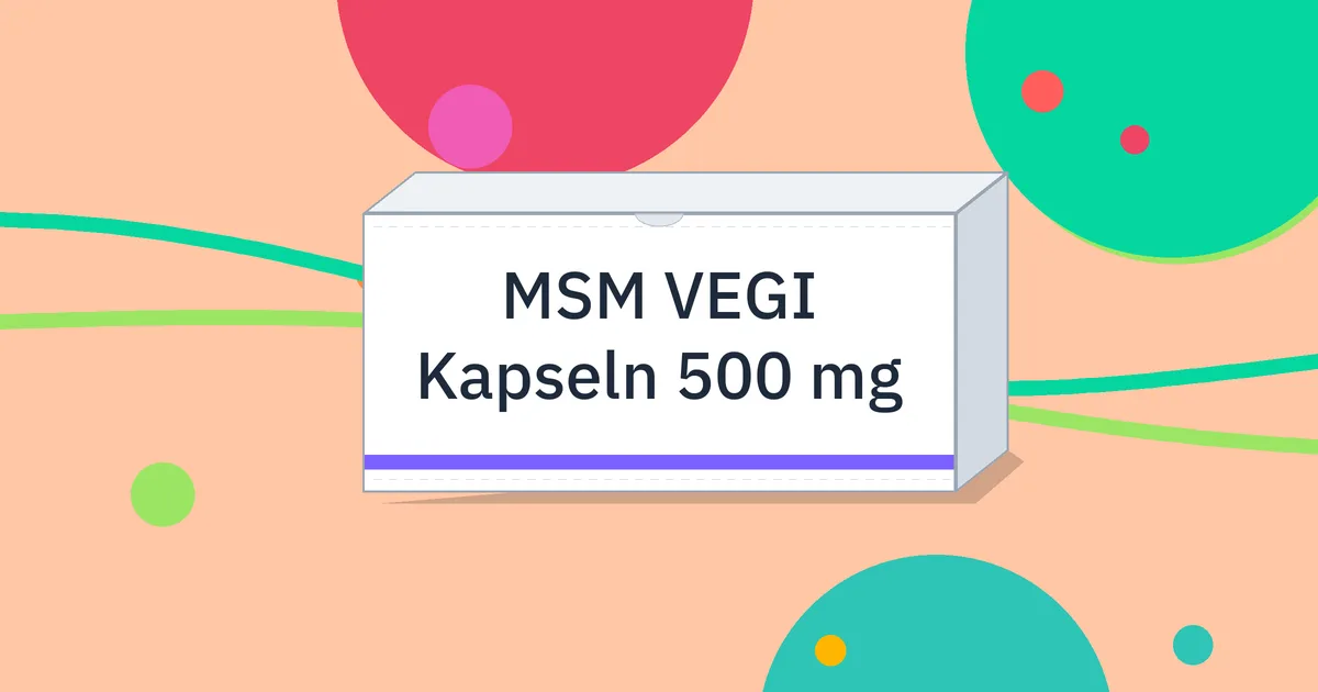 Symbolbild: Packung mit der Aufschrift MSM VEGI Kapseln 500 mg (PZN 16869355) – Verfügbarkeit und Bezug in Apotheken in Frankfurt am Main
