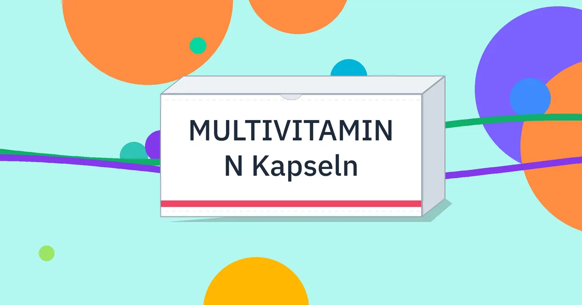 Symbolbild: Packung mit der Aufschrift MULTIVITAMIN N Kapseln (PZN 01829930) – Verfügbarkeit und Bezug in Apotheken in Frankfurt am Main