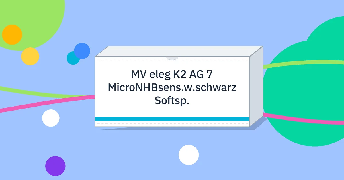 Symbolbild: Packung mit der Aufschrift MV eleg K2 AG 7 MicroNHBsens.w.schwarz Softsp. (PZN 16068951) – Verfügbarkeit und Bezug in Apotheken in Frankfurt am Main