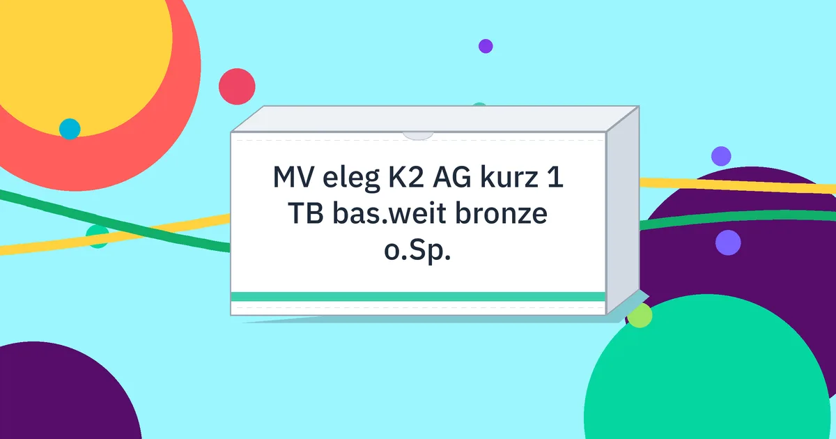 Symbolbild: Packung mit der Aufschrift MV eleg K2 AG kurz 1 TB bas.weit bronze o.Sp. (PZN 14717440) – Verfügbarkeit und Bezug in Apotheken in Frankfurt am Main