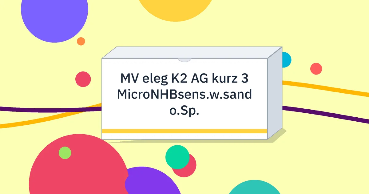 Symbolbild: Packung mit der Aufschrift MV eleg K2 AG kurz 3 MicroNHBsens.w.sand o.Sp. (PZN 18927499) – Verfügbarkeit und Bezug in Apotheken in Frankfurt am Main