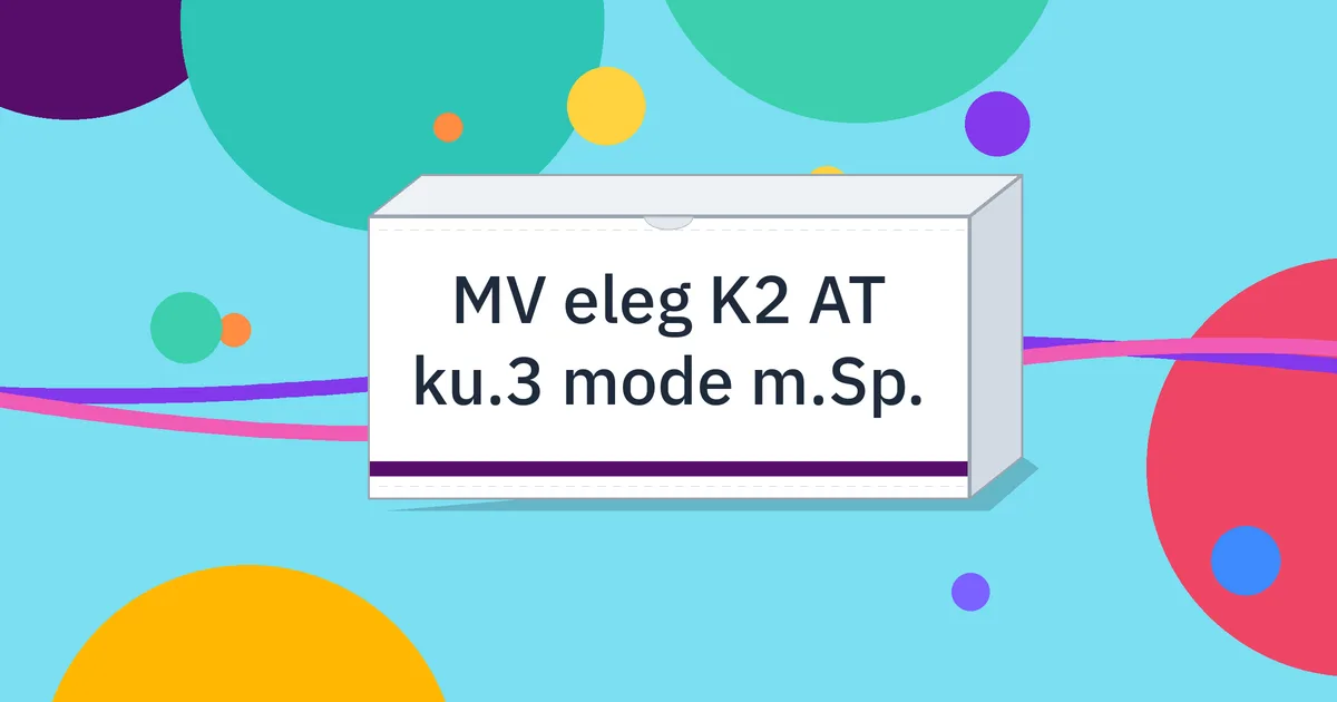 Symbolbild: Packung mit der Aufschrift MV eleg K2 AT ku.3 mode m.Sp. (PZN 06885181) – Verfügbarkeit und Bezug in Apotheken in Frankfurt am Main