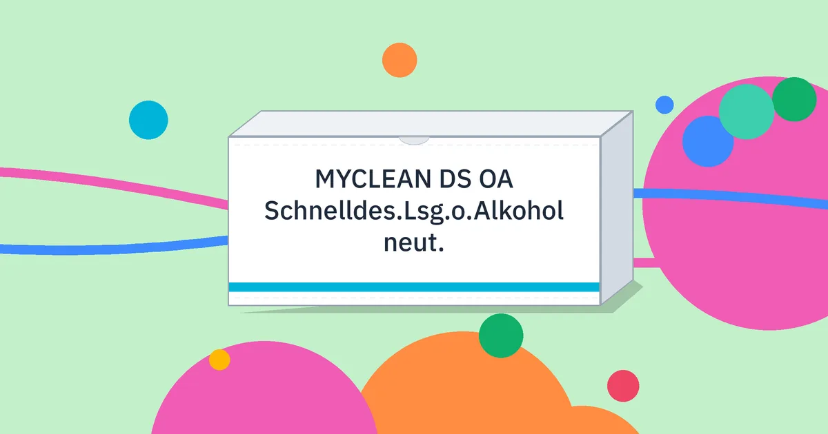 Symbolbild: Packung mit der Aufschrift MYCLEAN DS OA Schnelldes.Lsg.o.Alkohol neut. (PZN 20632179) – Verfügbarkeit und Bezug in Apotheken in Frankfurt am Main