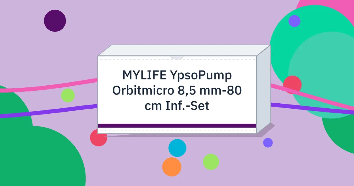 Symbolbild: Packung mit der Aufschrift MYLIFE YpsoPump Orbitmicro 8,5 mm-80 cm Inf.-Set (PZN 18730851) – Verfügbarkeit und Bezug in Apotheken in Frankfurt am Main