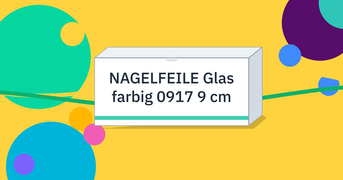 Symbolbild: Packung mit der Aufschrift NAGELFEILE Glas farbig 0917 9 cm (PZN 11023955) – Verfügbarkeit und Bezug in Apotheken in Frankfurt am Main