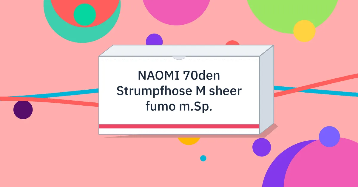 Symbolbild: Packung mit der Aufschrift NAOMI 70den Strumpfhose M sheer fumo m.Sp. (PZN 16179260) – Verfügbarkeit und Bezug in Apotheken in Frankfurt am Main