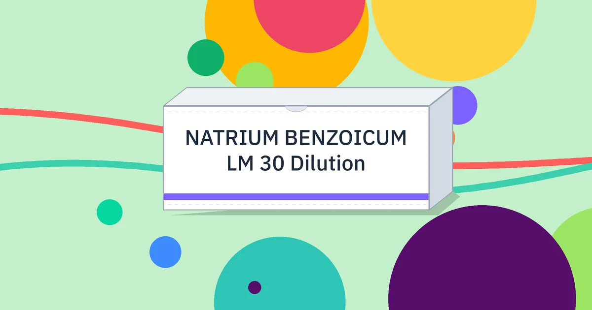 Symbolbild: Packung mit der Aufschrift NATRIUM BENZOICUM LM 30 Dilution (PZN 12960024) – Verfügbarkeit und Bezug in Apotheken in Frankfurt am Main