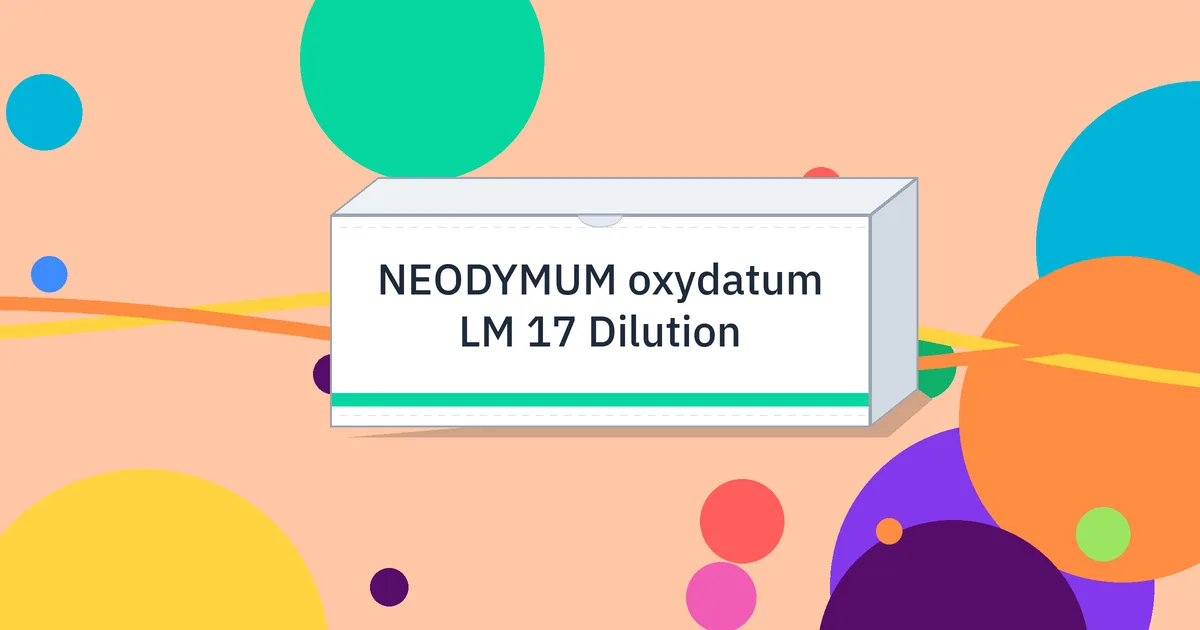 Symbolbild: Packung mit der Aufschrift NEODYMUM oxydatum LM 17 Dilution (PZN 13617771) – Verfügbarkeit und Bezug in Apotheken in Frankfurt am Main