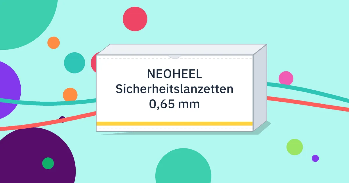 Symbolbild: Packung mit der Aufschrift NEOHEEL Sicherheitslanzetten 0,65 mm (PZN 19126519) – Verfügbarkeit und Bezug in Apotheken in Frankfurt am Main