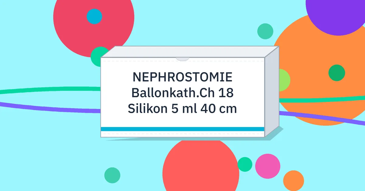 Symbolbild: Packung mit der Aufschrift NEPHROSTOMIE Ballonkath.Ch 18 Silikon 5 ml 40 cm (PZN 04505731) – Verfügbarkeit und Bezug in Apotheken in Frankfurt am Main