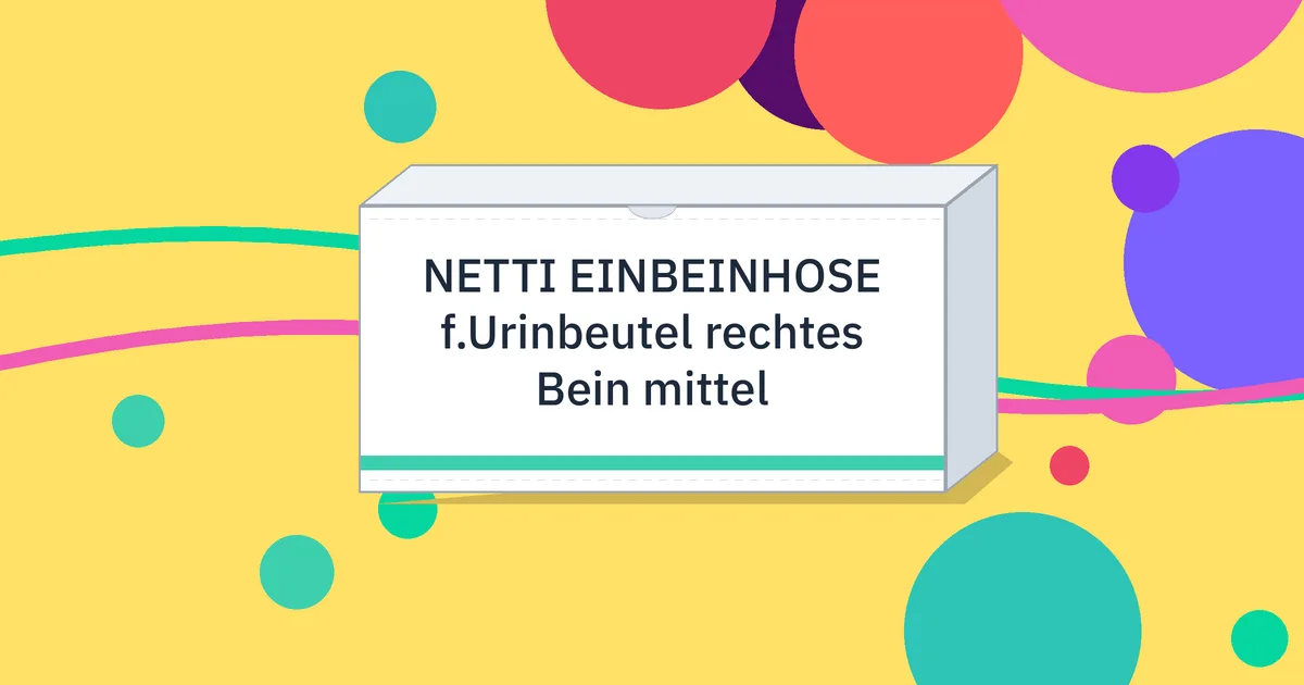 Symbolbild: Packung mit der Aufschrift NETTI EINBEINHOSE f.Urinbeutel rechtes Bein mittel (PZN 09685488) – Verfügbarkeit und Bezug in Apotheken in Frankfurt am Main