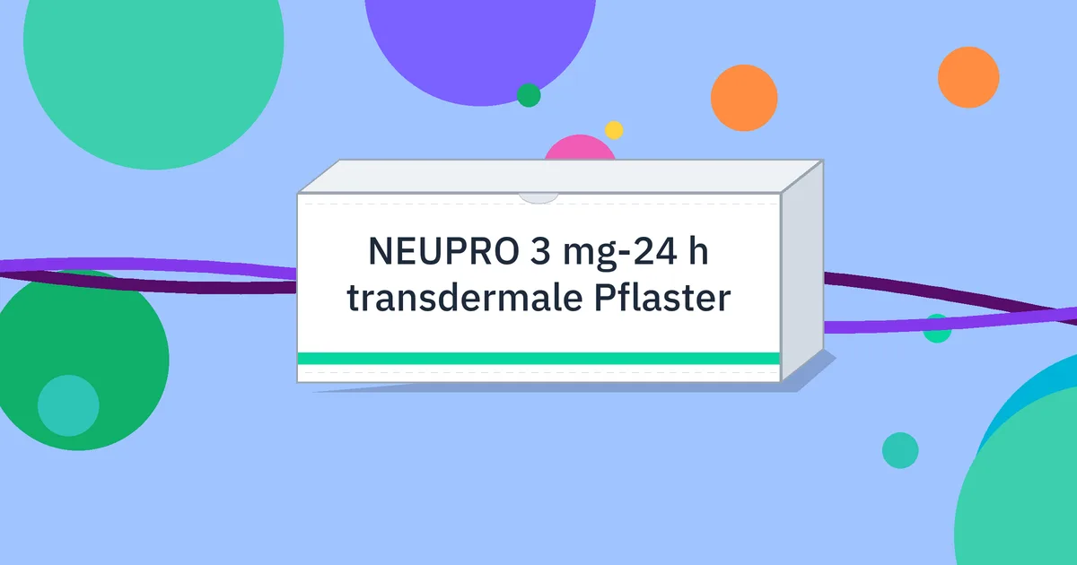 Symbolbild: Packung mit der Aufschrift NEUPRO 3 mg-24 h transdermale Pflaster (PZN 11174602) – Verfügbarkeit und Bezug in Apotheken in Frankfurt am Main