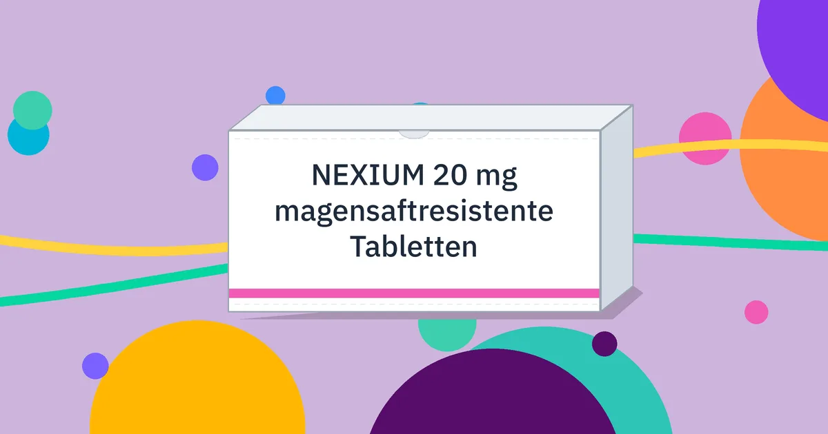 Symbolbild: Packung mit der Aufschrift NEXIUM 20 mg magensaftresistente Tabletten (PZN 11111582) – Verfügbarkeit und Bezug in Apotheken in Frankfurt am Main
