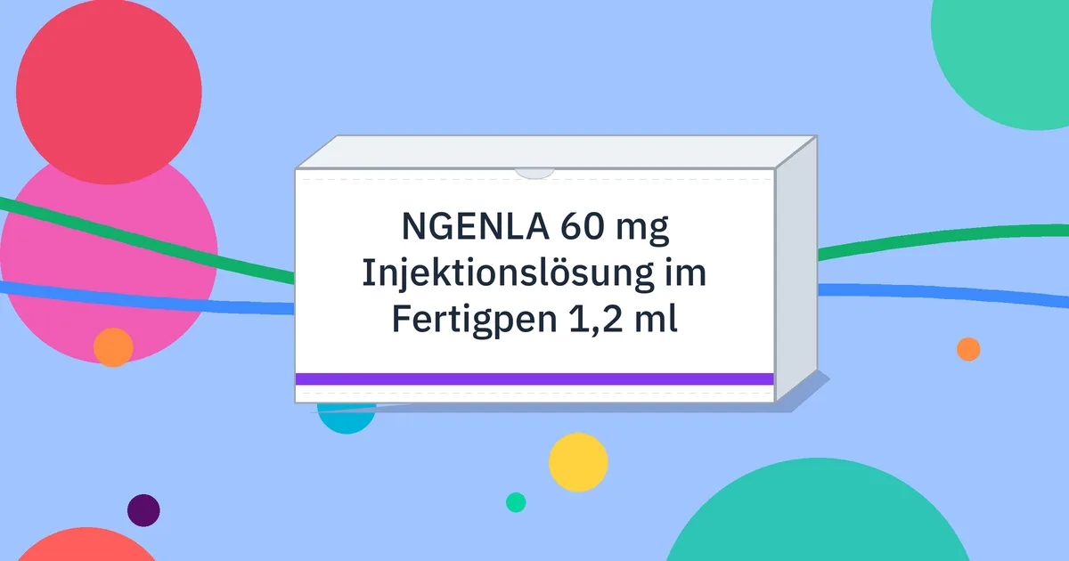 Symbolbild: Packung mit der Aufschrift NGENLA 60 mg Injektionslösung im Fertigpen 1,2 ml (PZN 19230926) – Verfügbarkeit und Bezug in Apotheken in Frankfurt am Main