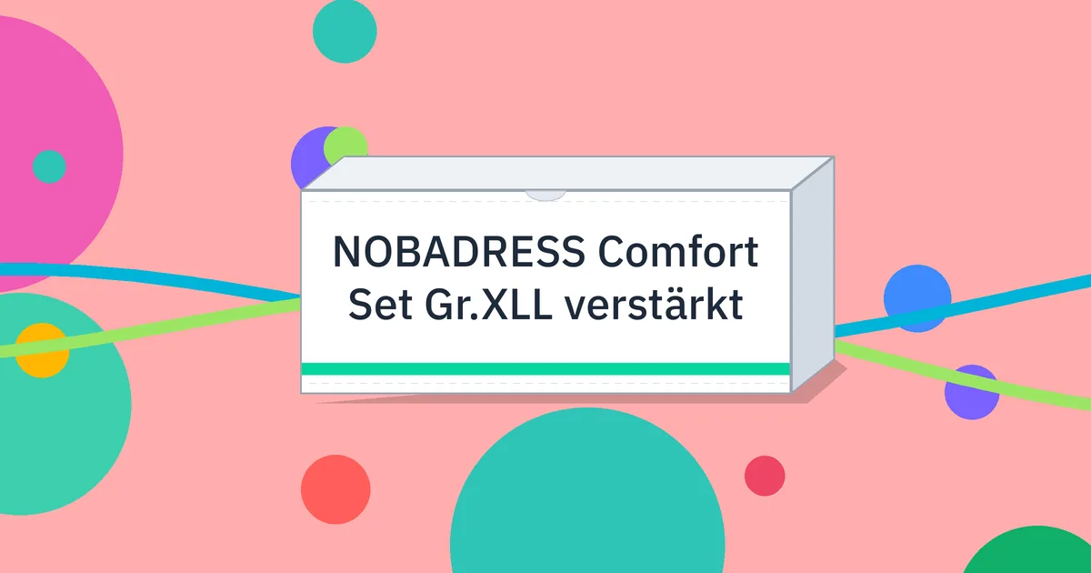 Symbolbild: Packung mit der Aufschrift NOBADRESS Comfort Set Gr.XLL verstärkt (PZN 01684839) – Verfügbarkeit und Bezug in Apotheken in Frankfurt am Main