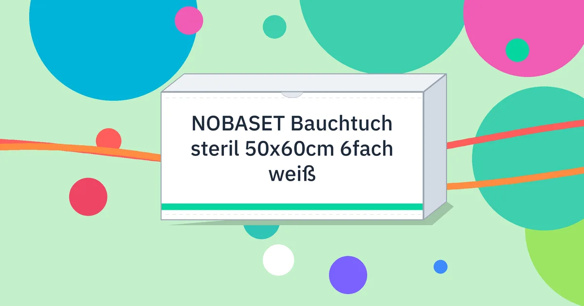 Symbolbild: Packung mit der Aufschrift NOBASET Bauchtuch steril 50x60cm 6fach weiß (PZN 13353527) – Verfügbarkeit und Bezug in Apotheken in Frankfurt am Main