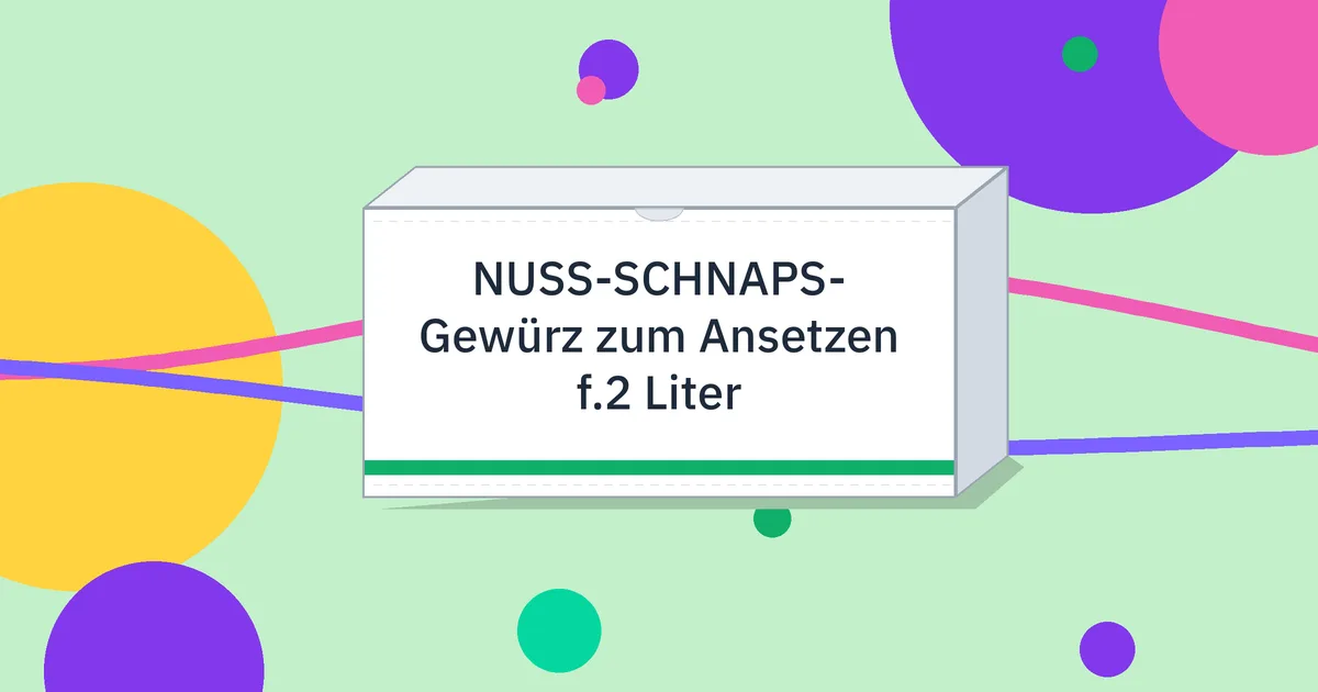 Symbolbild: Packung mit der Aufschrift NUSS-SCHNAPS-Gewürz zum Ansetzen f.2 Liter (PZN 17429977) – Verfügbarkeit und Bezug in Apotheken in Frankfurt am Main