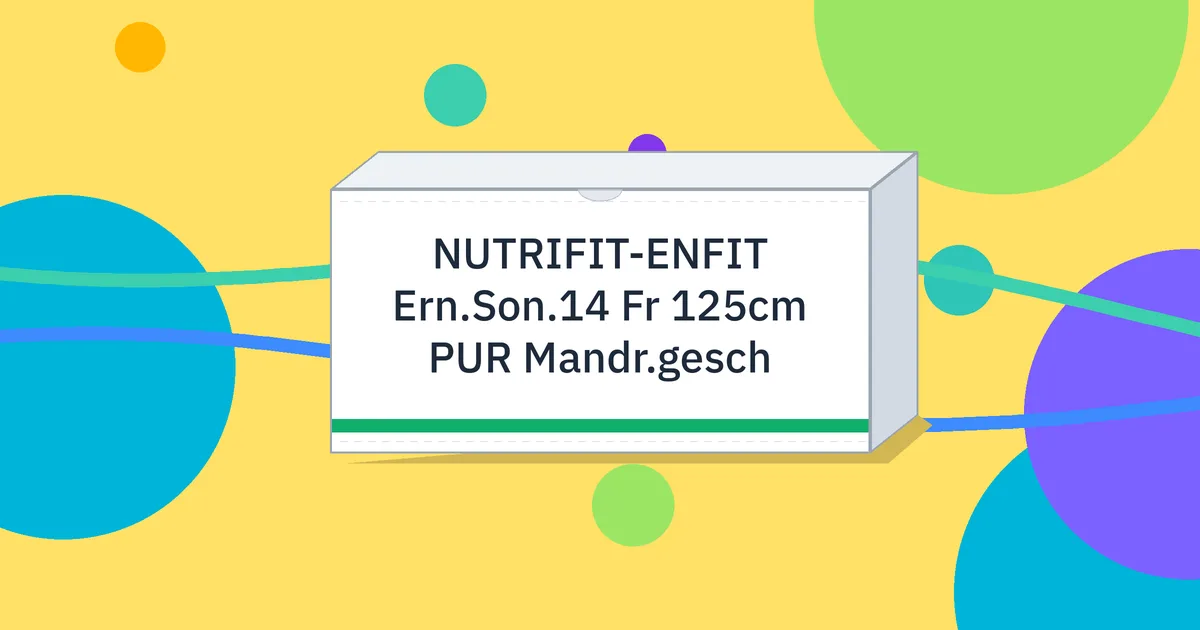 Symbolbild: Packung mit der Aufschrift NUTRIFIT-ENFIT Ern.Son.14 Fr 125cm PUR Mandr.gesch (PZN 14174181) – Verfügbarkeit und Bezug in Apotheken in Frankfurt am Main
