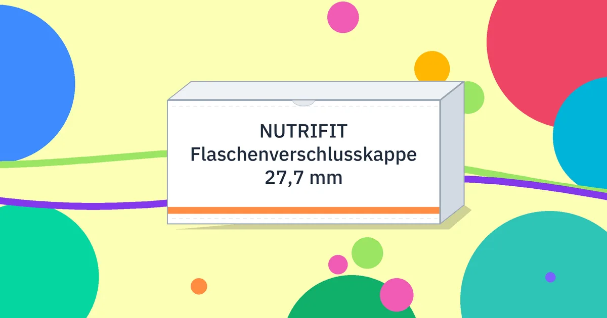 Symbolbild: Packung mit der Aufschrift NUTRIFIT Flaschenverschlusskappe 27,7 mm (PZN 17273162) – Verfügbarkeit und Bezug in Apotheken in Frankfurt am Main
