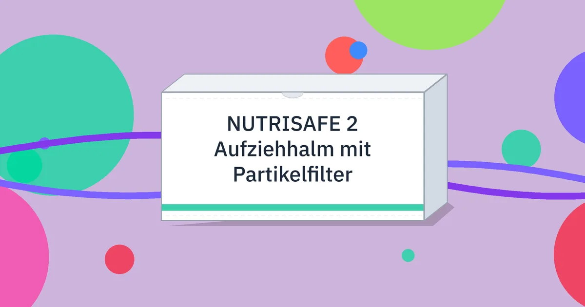 Symbolbild: Packung mit der Aufschrift NUTRISAFE 2 Aufziehhalm mit Partikelfilter (PZN 17888768) – Verfügbarkeit und Bezug in Apotheken in Frankfurt am Main