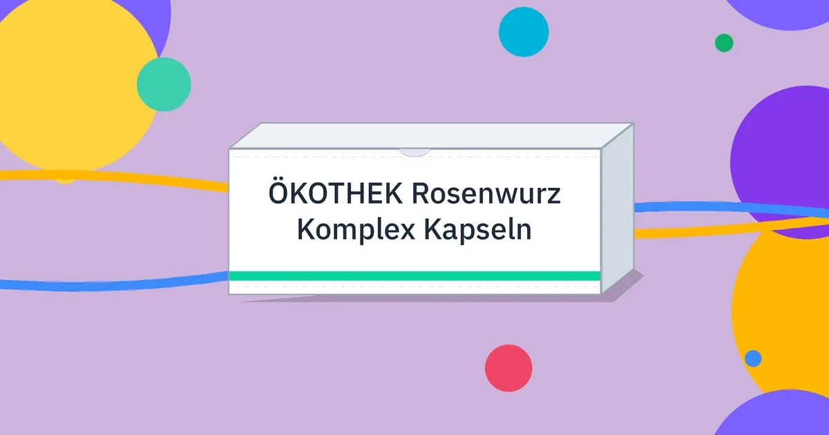Symbolbild: Packung mit der Aufschrift ÖKOTHEK Rosenwurz Komplex Kapseln (PZN 20780394) – Verfügbarkeit und Bezug in Apotheken in Frankfurt am Main