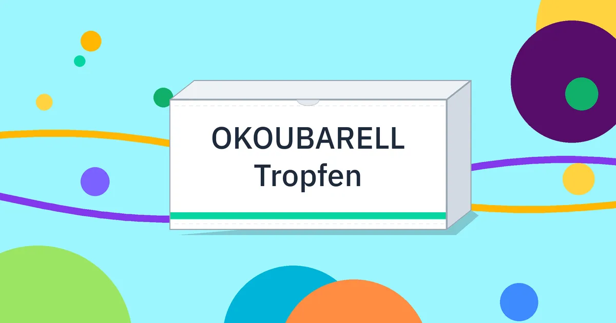 Symbolbild: Packung mit der Aufschrift OKOUBARELL Tropfen (PZN 07495803) – Verfügbarkeit und Bezug in Apotheken in Frankfurt am Main