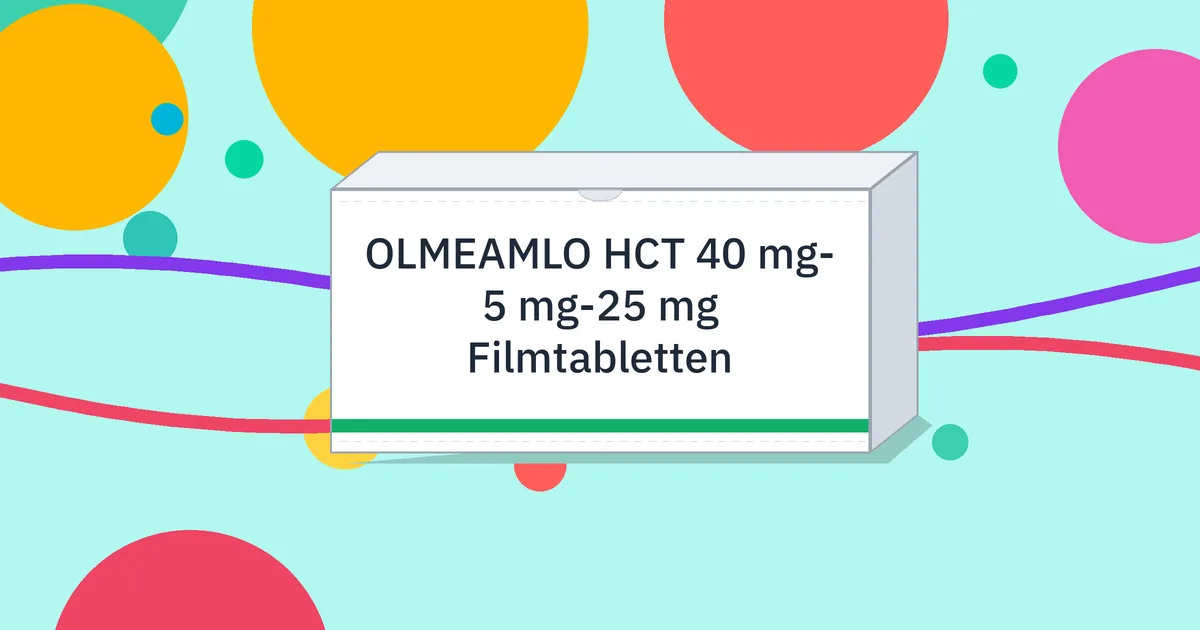 Symbolbild: Packung mit der Aufschrift OLMEAMLO HCT 40 mg-5 mg-25 mg Filmtabletten (PZN 16784630) – Verfügbarkeit und Bezug in Apotheken in Frankfurt am Main