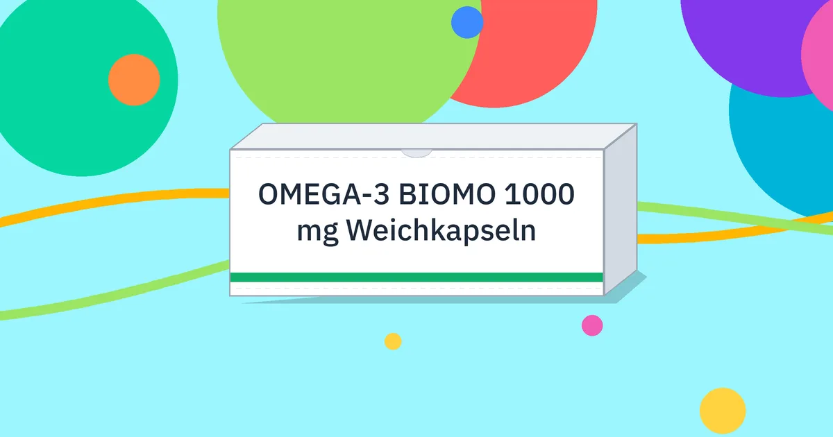 Symbolbild: Packung mit der Aufschrift OMEGA-3 BIOMO 1000 mg Weichkapseln (PZN 17825561) – Verfügbarkeit und Bezug in Apotheken in Frankfurt am Main