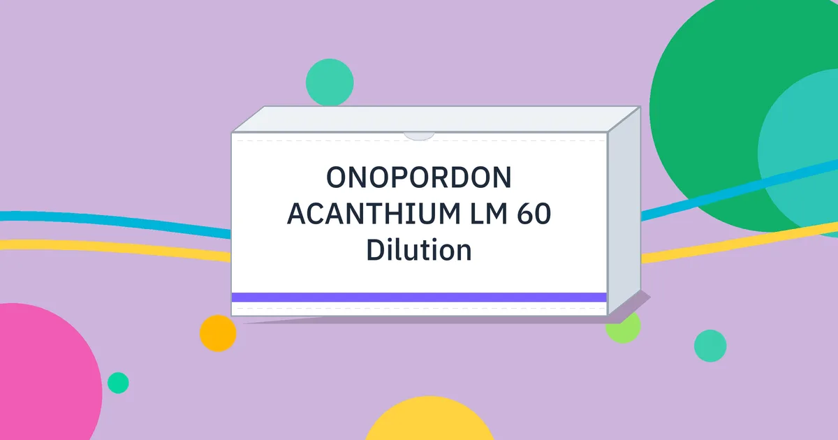 Symbolbild: Packung mit der Aufschrift ONOPORDON ACANTHIUM LM 60 Dilution (PZN 13626439) – Verfügbarkeit und Bezug in Apotheken in Frankfurt am Main