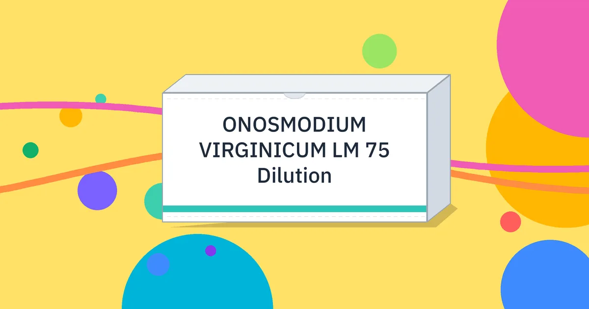 Symbolbild: Packung mit der Aufschrift ONOSMODIUM VIRGINICUM LM 75 Dilution (PZN 13626899) – Verfügbarkeit und Bezug in Apotheken in Frankfurt am Main