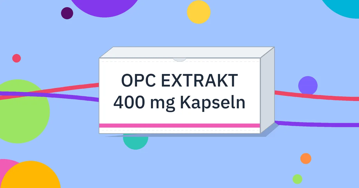 Symbolbild: Packung mit der Aufschrift OPC EXTRAKT 400 mg Kapseln (PZN 10189599) – Verfügbarkeit und Bezug in Apotheken in Frankfurt am Main