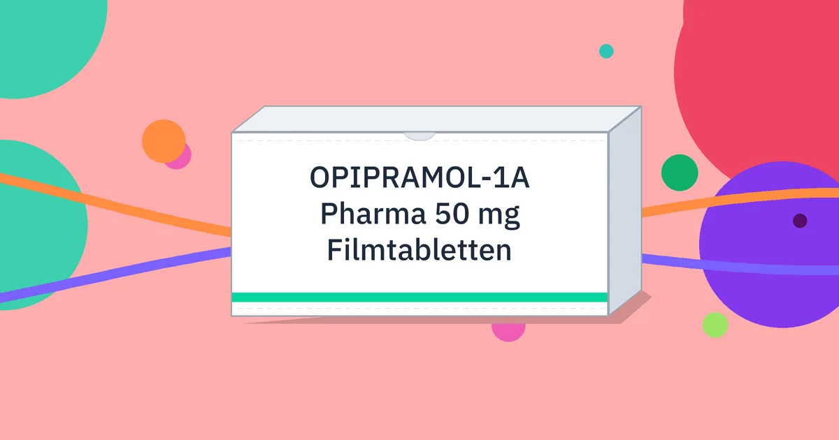 Symbolbild: Packung mit der Aufschrift OPIPRAMOL-1A Pharma 50 mg Filmtabletten (PZN 06964236) – Verfügbarkeit und Bezug in Apotheken in Frankfurt am Main