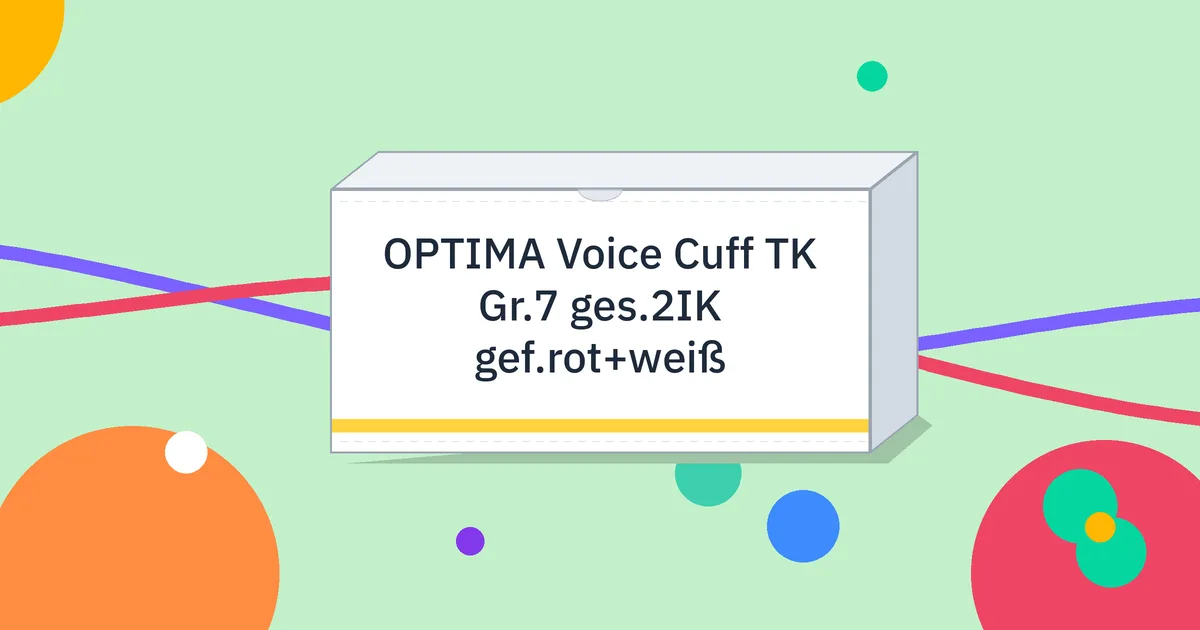 Symbolbild: Packung mit der Aufschrift OPTIMA Voice Cuff TK Gr.7 ges.2IK gef.rot+weiß (PZN 10287853) – Verfügbarkeit und Bezug in Apotheken in Frankfurt am Main