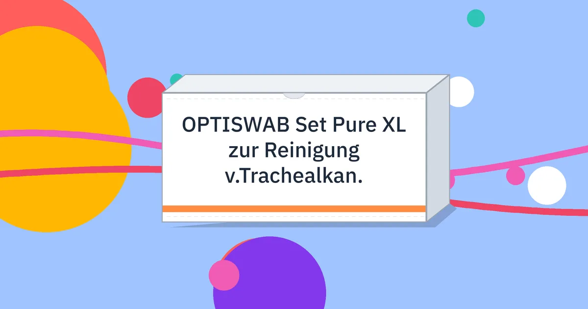 Symbolbild: Packung mit der Aufschrift OPTISWAB Set Pure XL zur Reinigung v.Trachealkan. (PZN 18121879) – Verfügbarkeit und Bezug in Apotheken in Frankfurt am Main