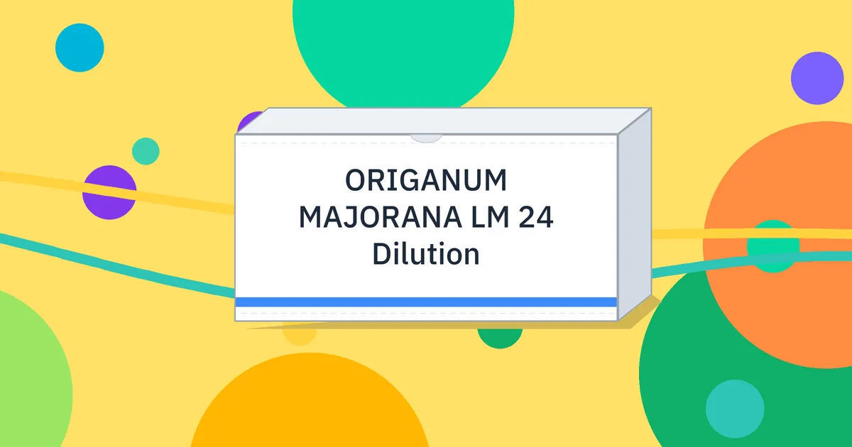 Symbolbild: Packung mit der Aufschrift ORIGANUM MAJORANA LM 24 Dilution (PZN 12972719) – Verfügbarkeit und Bezug in Apotheken in Frankfurt am Main