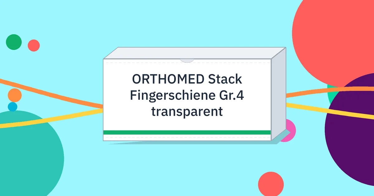 Symbolbild: Packung mit der Aufschrift ORTHOMED Stack Fingerschiene Gr.4 transparent (PZN 19466669) – Verfügbarkeit und Bezug in Apotheken in Frankfurt am Main