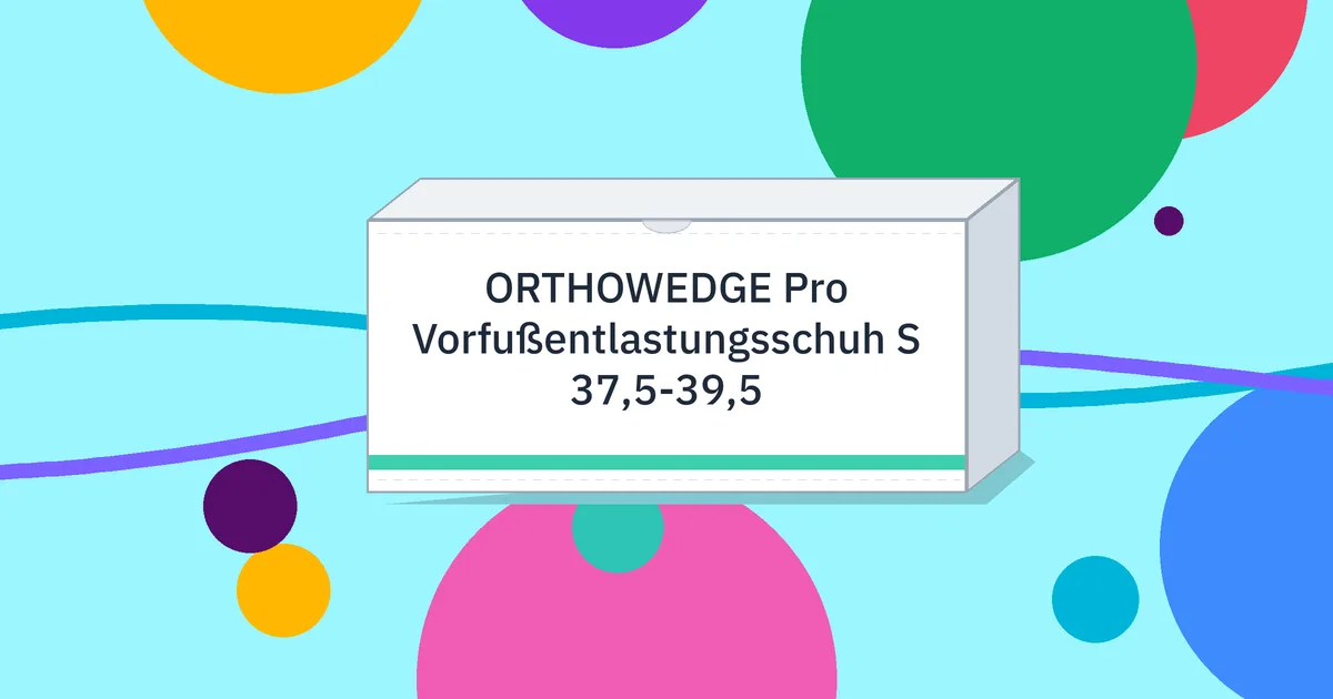 Symbolbild: Packung mit der Aufschrift ORTHOWEDGE Pro Vorfußentlastungsschuh S 37,5-39,5 (PZN 20306089) – Verfügbarkeit und Bezug in Apotheken in Frankfurt am Main