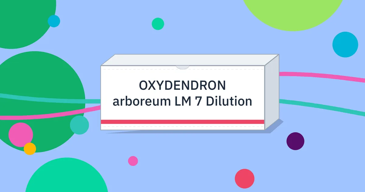 Symbolbild: Packung mit der Aufschrift OXYDENDRON arboreum LM 7 Dilution (PZN 13629337) – Verfügbarkeit und Bezug in Apotheken in Frankfurt am Main