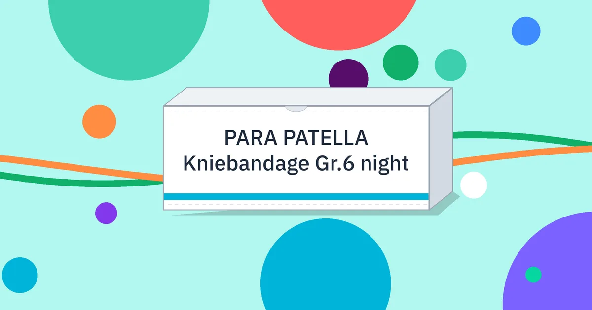 Symbolbild: Packung mit der Aufschrift PARA PATELLA Kniebandage Gr.6 night (PZN 03317677) – Verfügbarkeit und Bezug in Apotheken in Frankfurt am Main