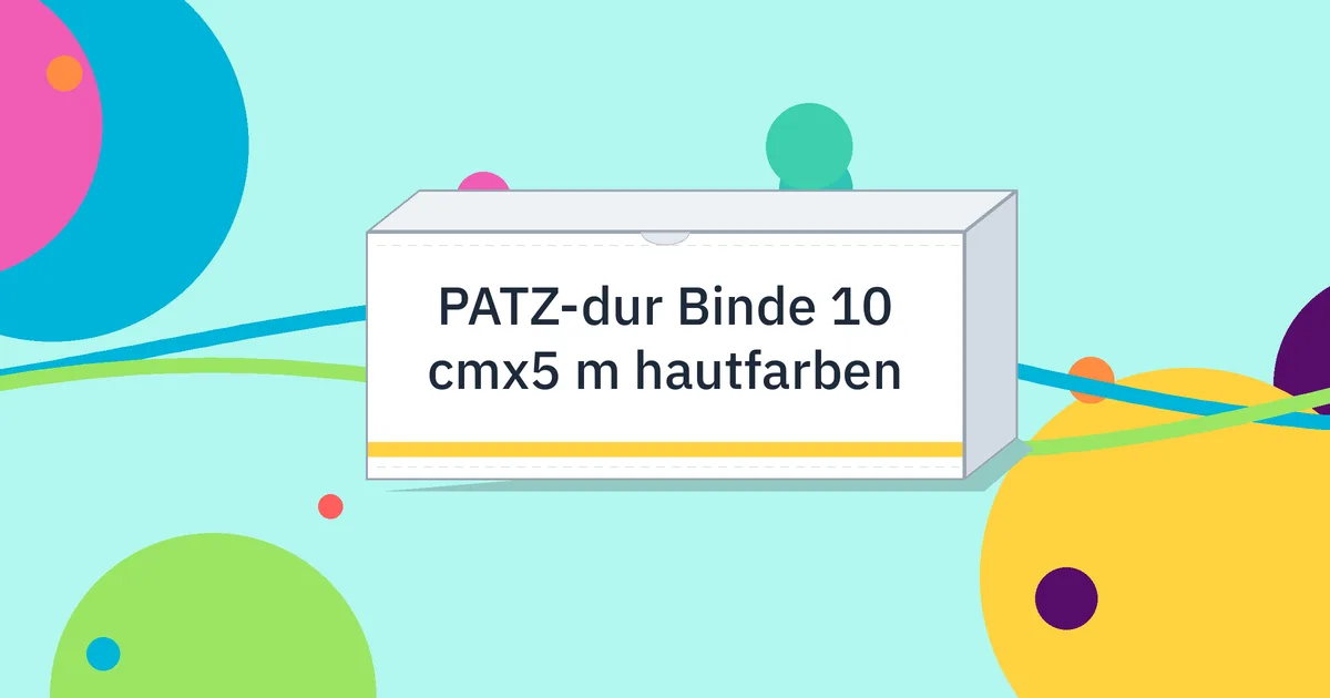 Symbolbild: Packung mit der Aufschrift PATZ-dur Binde 10 cmx5 m hautfarben (PZN 06814212) – Verfügbarkeit und Bezug in Apotheken in Frankfurt am Main