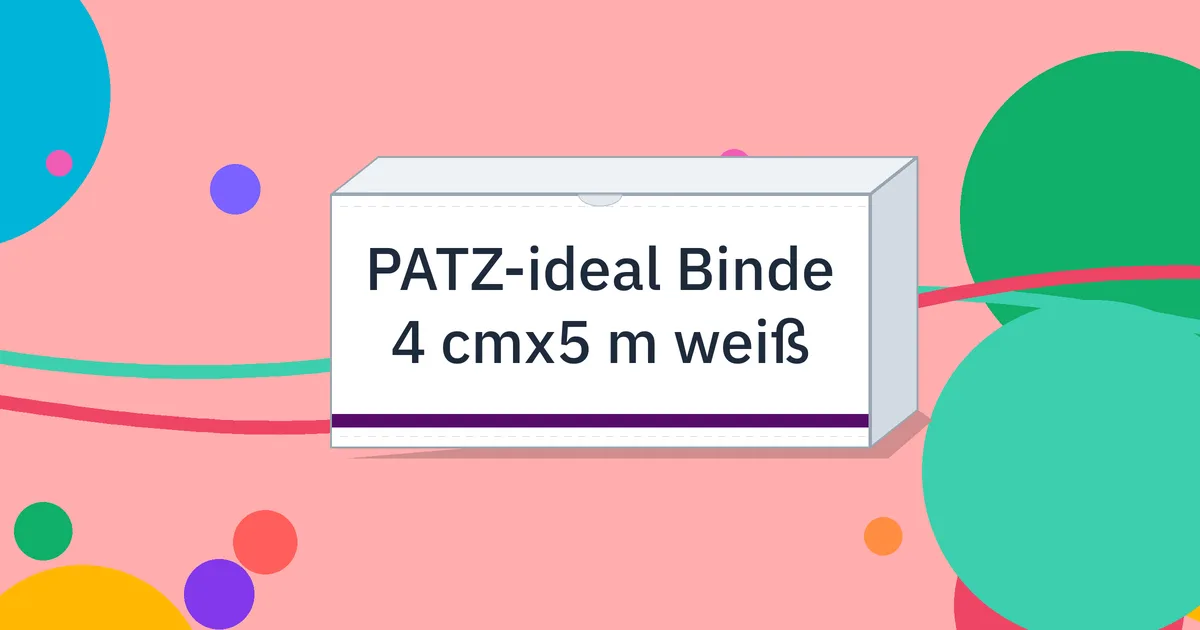 Symbolbild: Packung mit der Aufschrift PATZ-ideal Binde 4 cmx5 m weiß (PZN 06813690) – Verfügbarkeit und Bezug in Apotheken in Frankfurt am Main