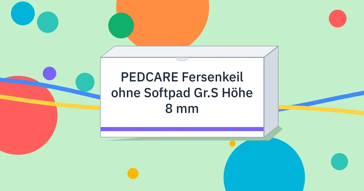 Symbolbild: Packung mit der Aufschrift PEDCARE Fersenkeil ohne Softpad Gr.S Höhe 8 mm (PZN 13964107) – Verfügbarkeit und Bezug in Apotheken in Frankfurt am Main