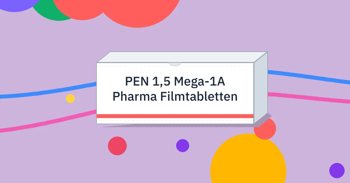 Symbolbild: Packung mit der Aufschrift PEN 1,5 Mega-1A Pharma Filmtabletten (PZN 00658952) – Verfügbarkeit und Bezug in Apotheken in Frankfurt am Main