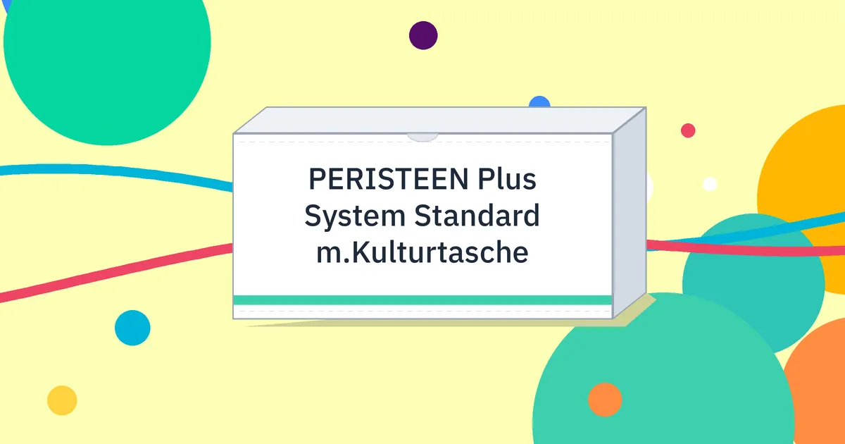 Symbolbild: Packung mit der Aufschrift PERISTEEN Plus System Standard m.Kulturtasche (PZN 17179291) – Verfügbarkeit und Bezug in Apotheken in Frankfurt am Main